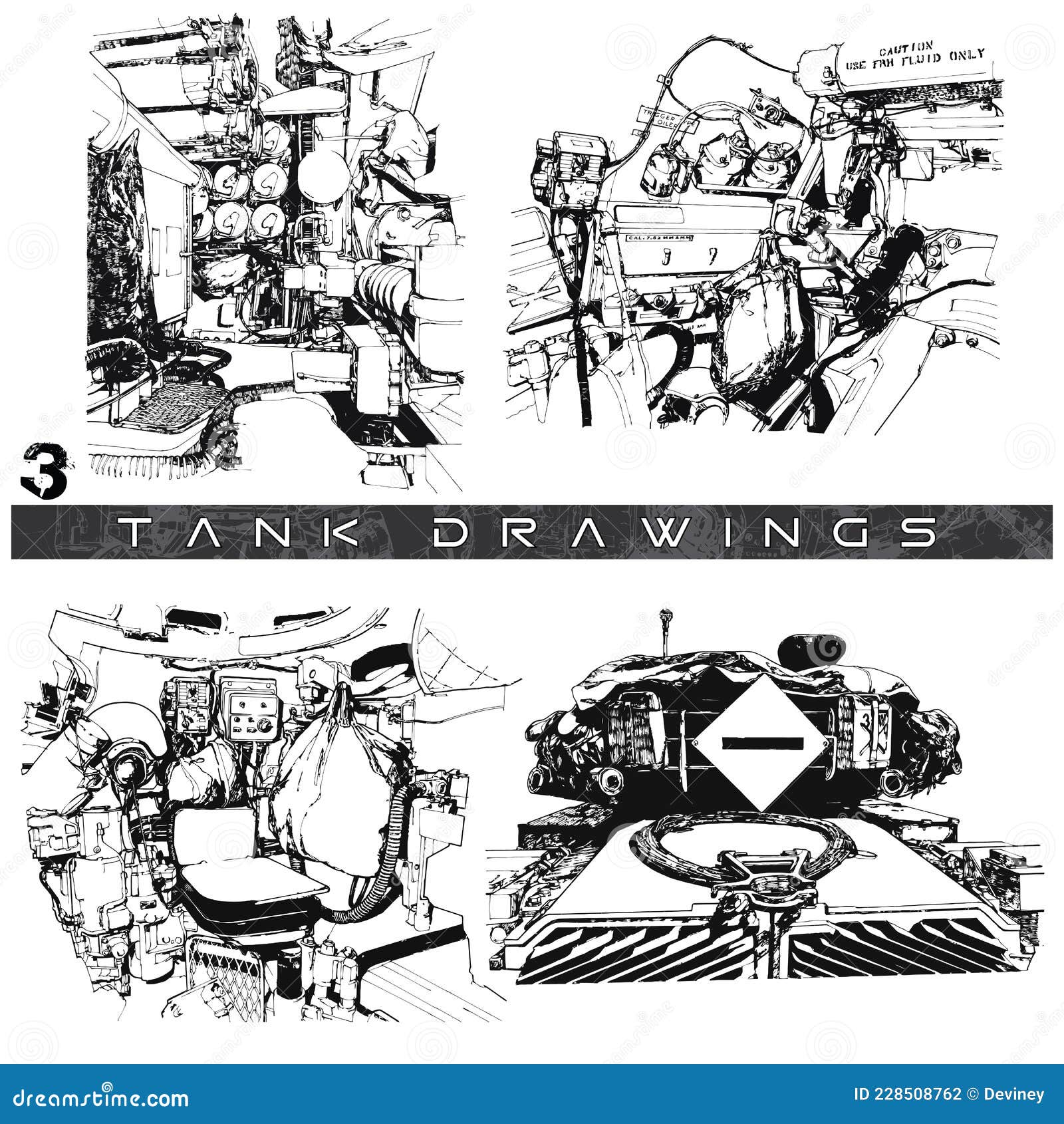 Tank drawings stock vector. Illustration of drawing - 228508762
