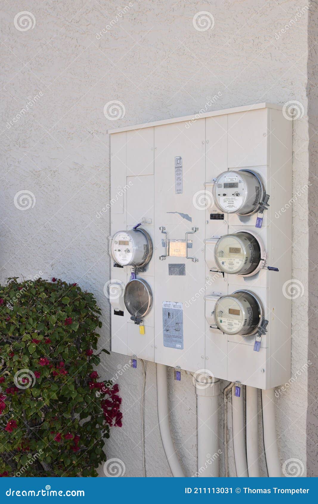 Electric meters on a panel editorial photo. Image of series - 211113031