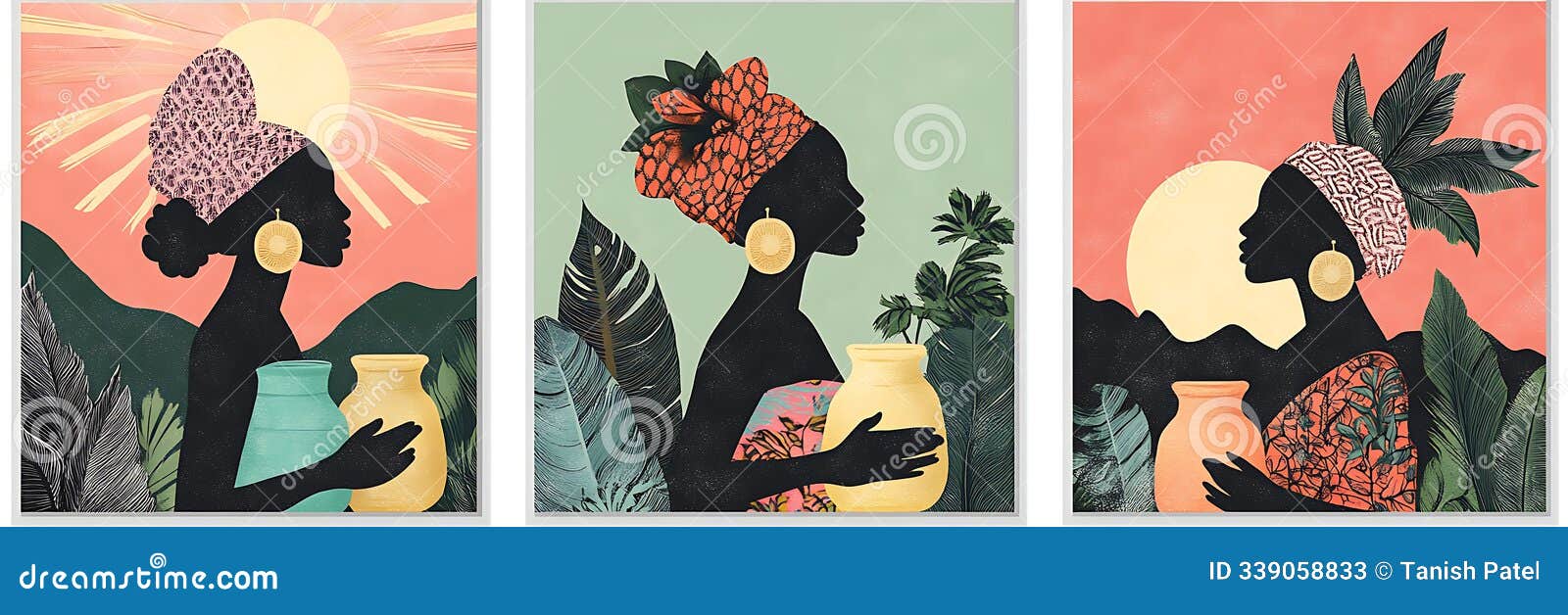 Series of Four Illustrations in the Style of Minimal Vector Art Stock ...