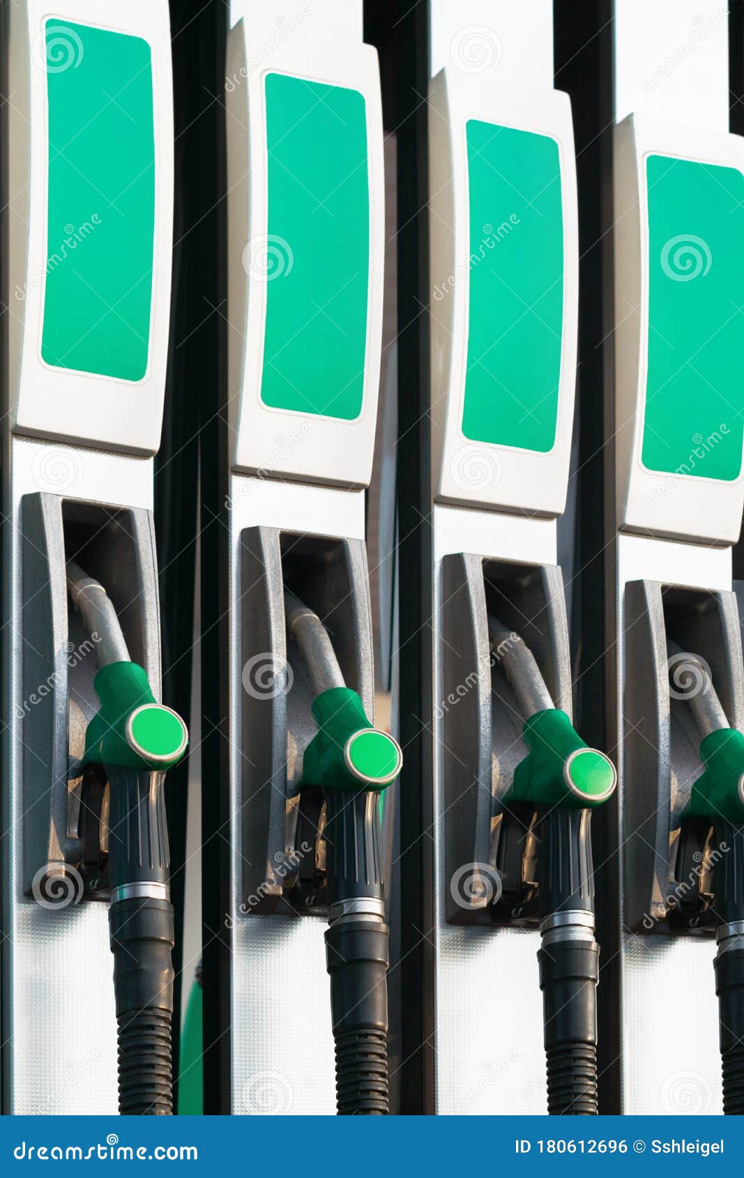 A Series of Fuel Dispensers in a Fueling Column Vertical Frame Stock ...