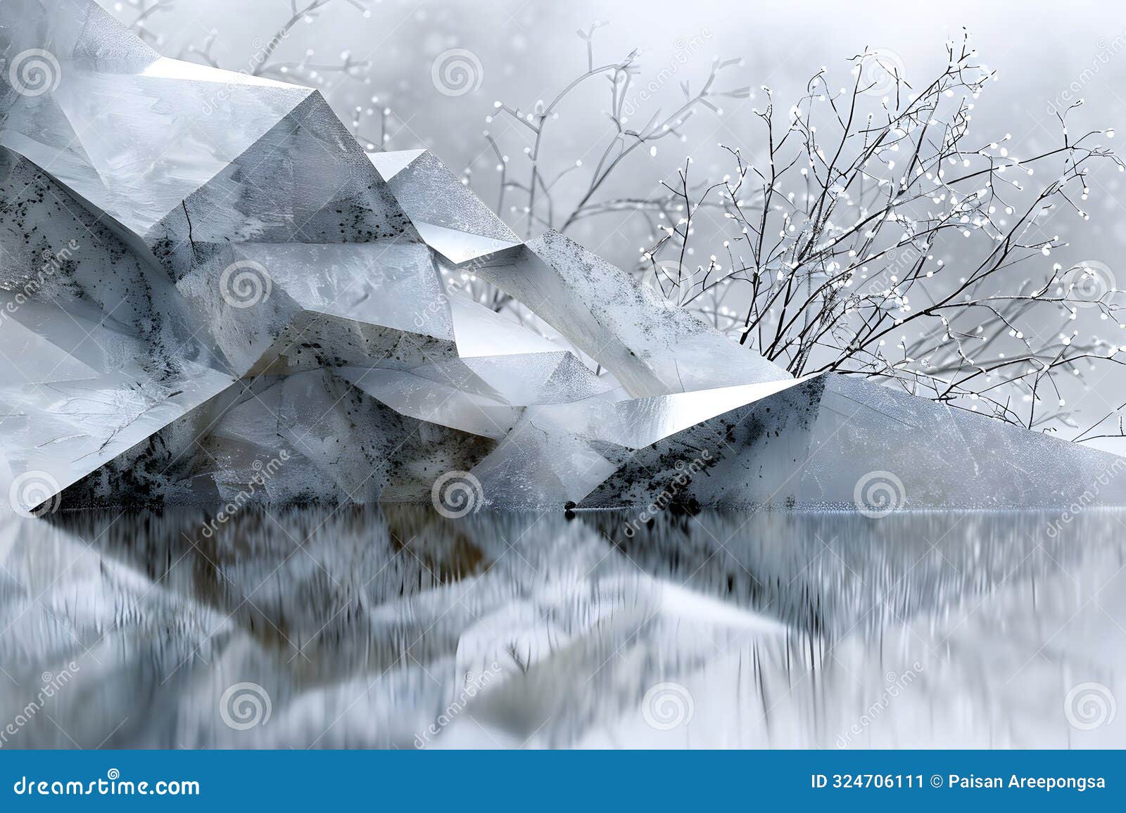 A Series of Geometric Shapes Formed by Frozen Water Stock Illustration ...