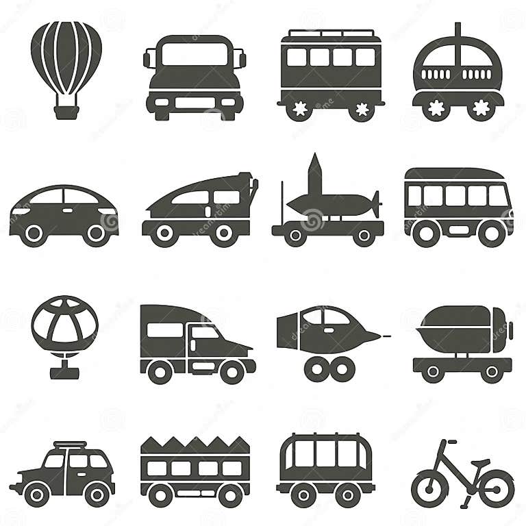 Series Icons of Transportation - Vector Design Stock Illustration ...
