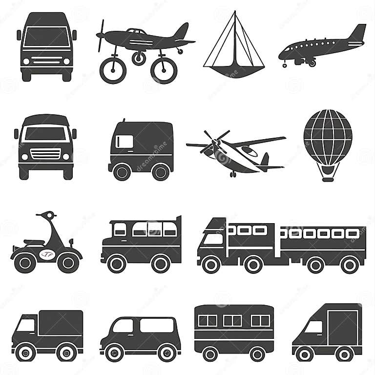 Series Icons of Transportation - Vector Design Stock Illustration ...