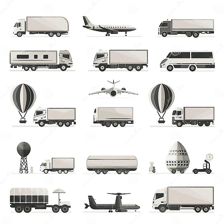 Series Icons of Transportation - Vector Design Stock Illustration ...