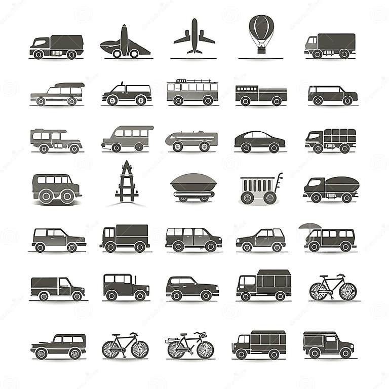 Series Icons of Transportation - Vector Design Stock Illustration ...