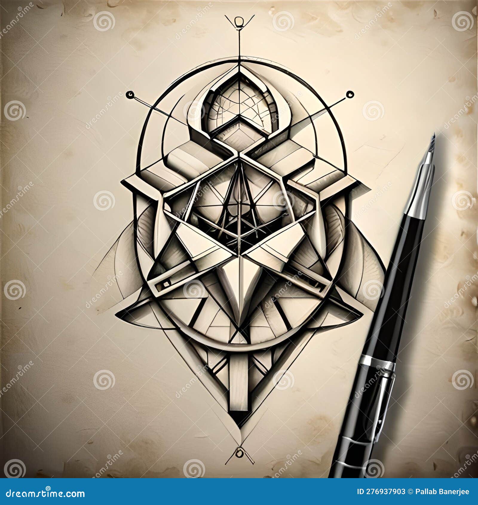 Abstract Design Pattern in Da Vinci Style Stock Illustration ...