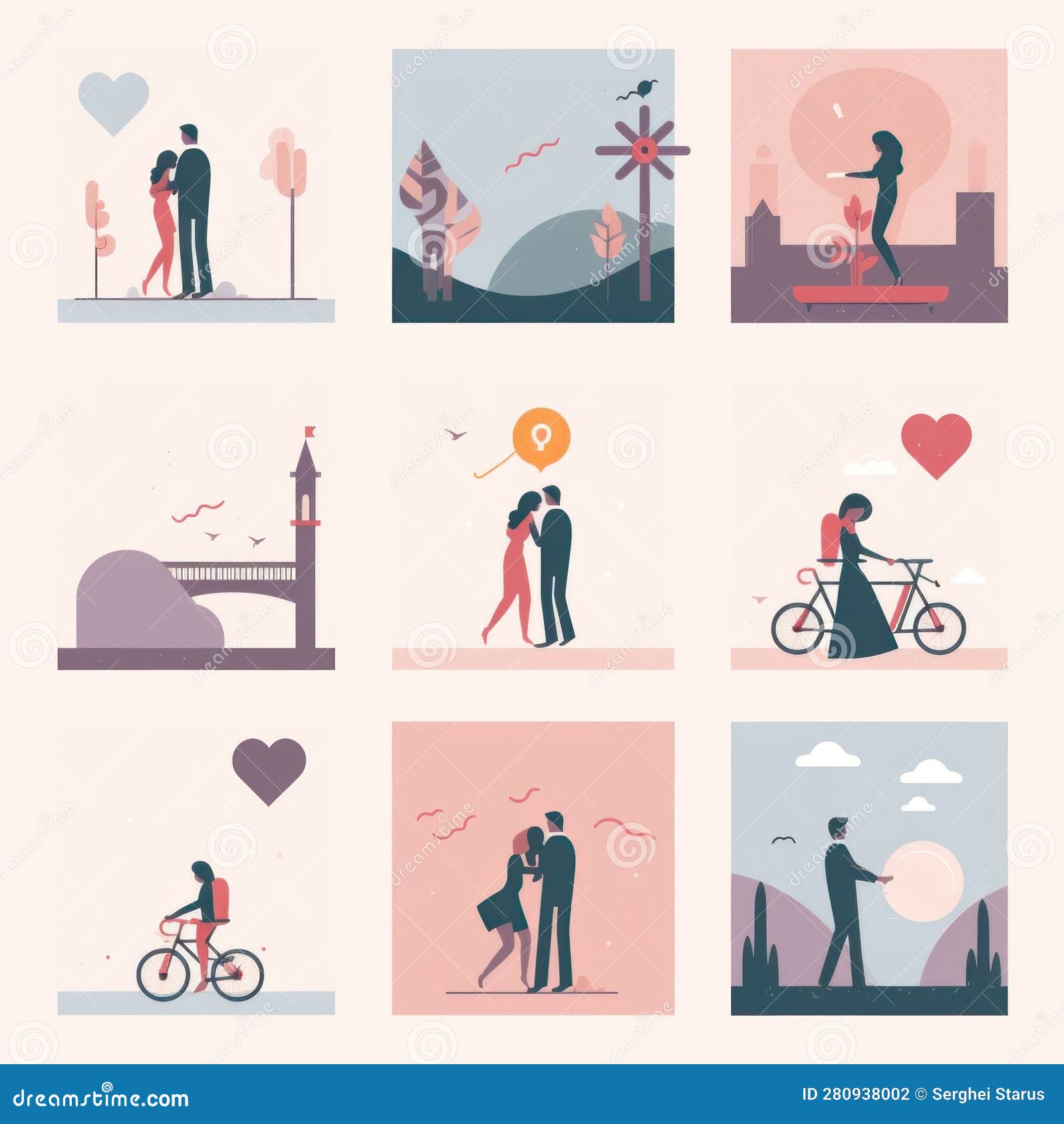 A Series of Illustrations of People in Different Places. Generative AI ...