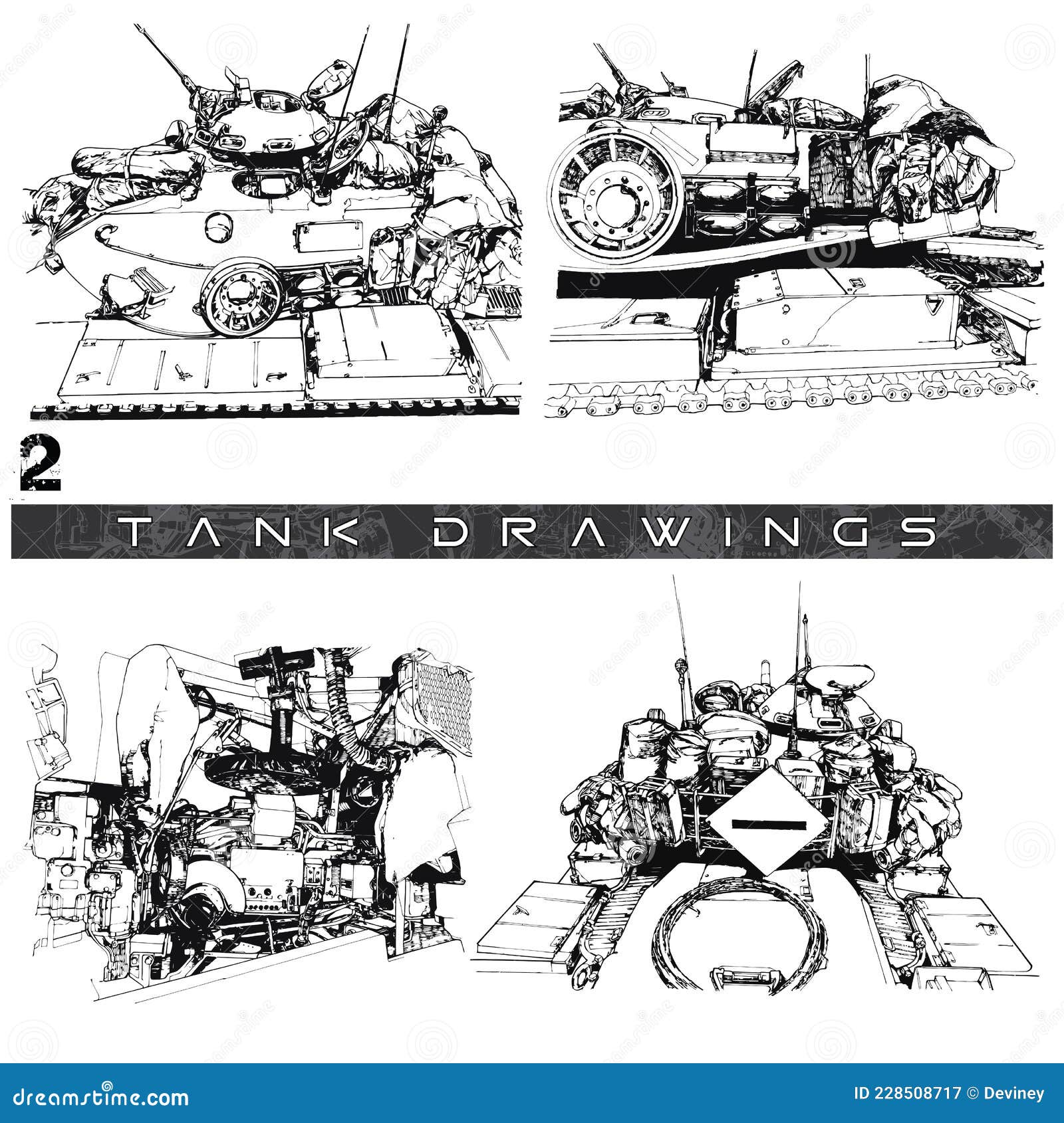 Tank drawings stock vector. Illustration of land, creation - 228508717
