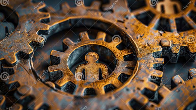 A Series of Interconnected Gears with Peoples Silhouettes Inside ...