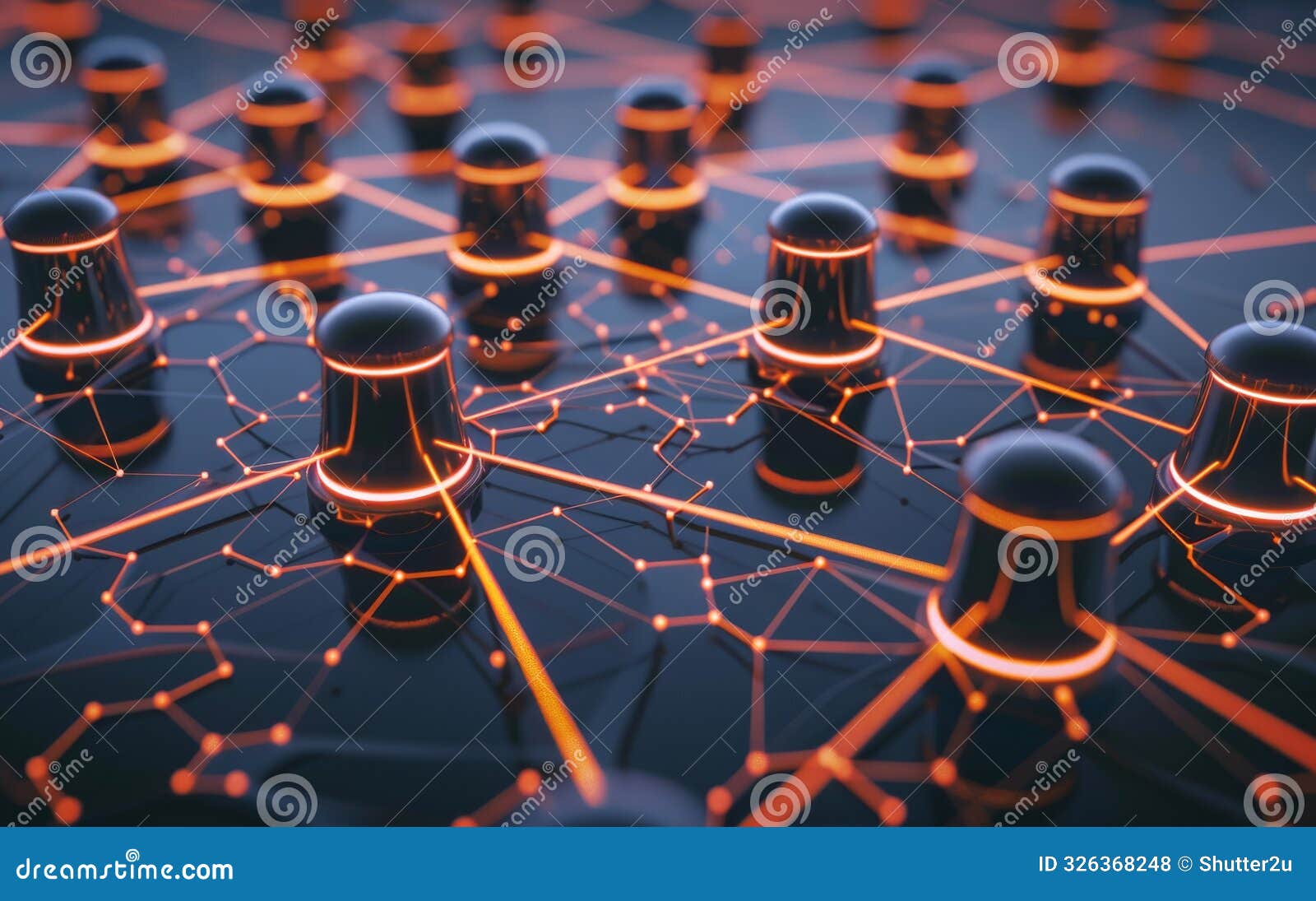 A Series Of Interconnected Network Nodes Protected By Firewalls Stock ...