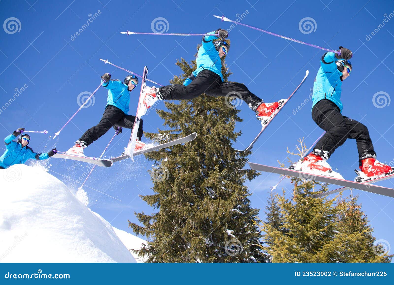 Series of a jumping skier stock photo. Image of mountains - 23523902