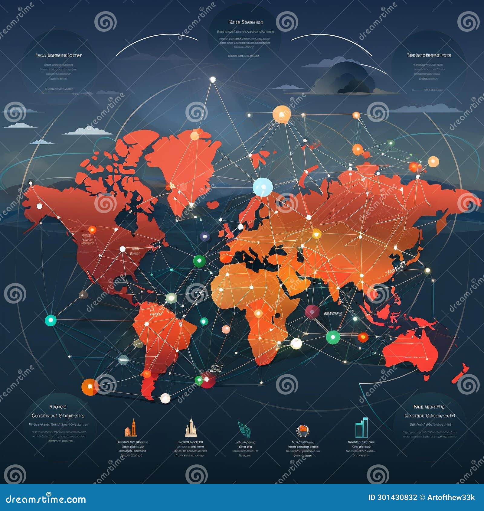 A Series of Lines Connecting Different Points on a Map, Representing ...