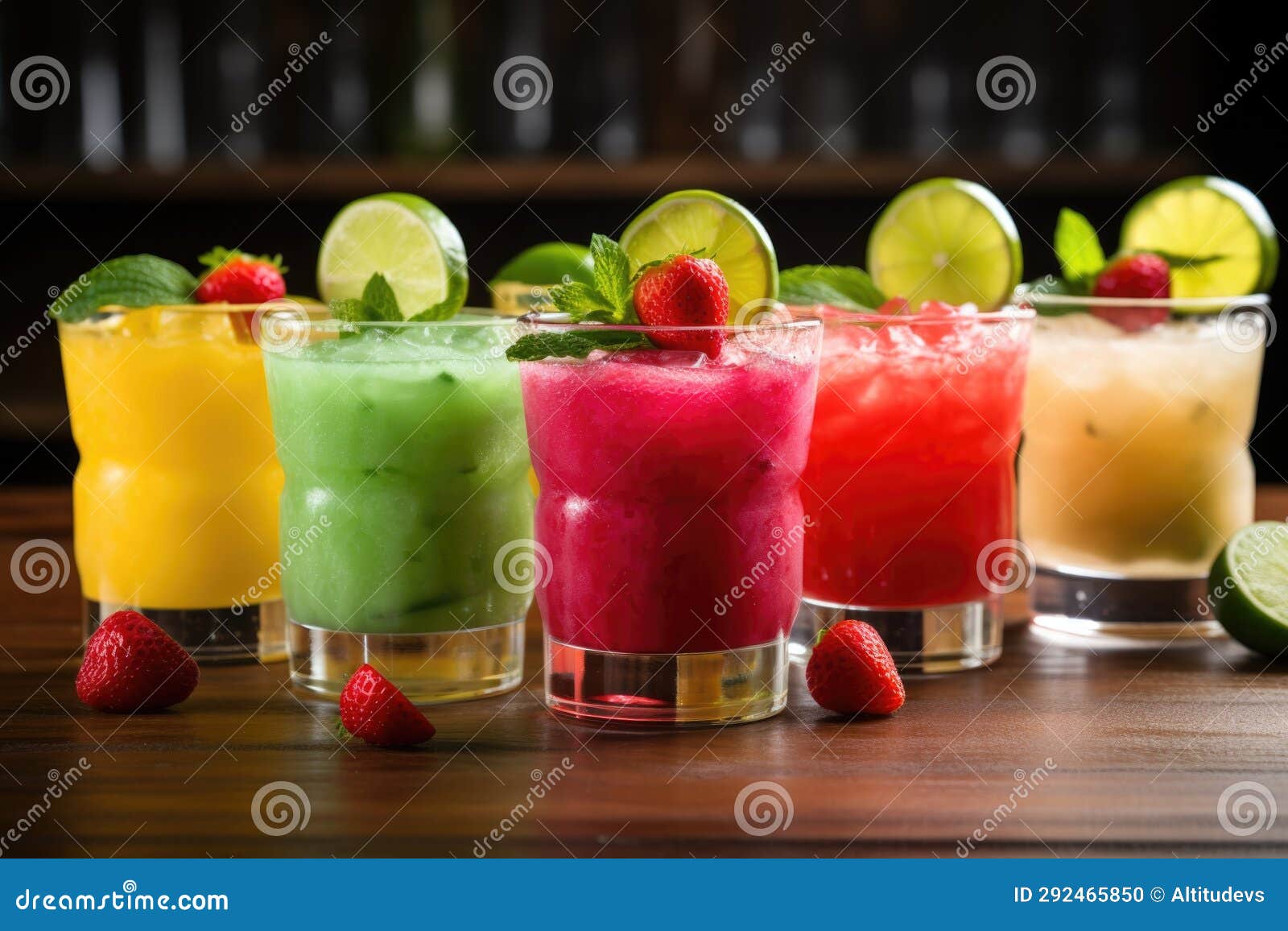 Series of Margarita Cocktails with Different Fruit-based Variations ...