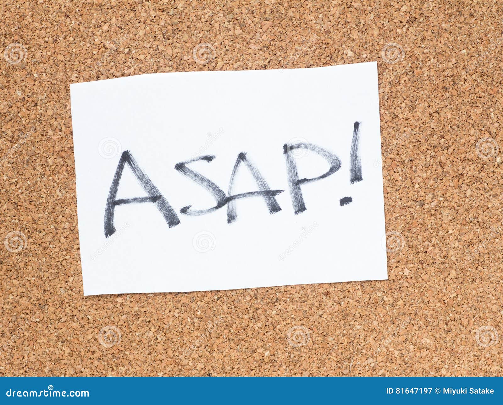 The Series of a Message on the Cork Board, ASAP Stock Image - Image of ...