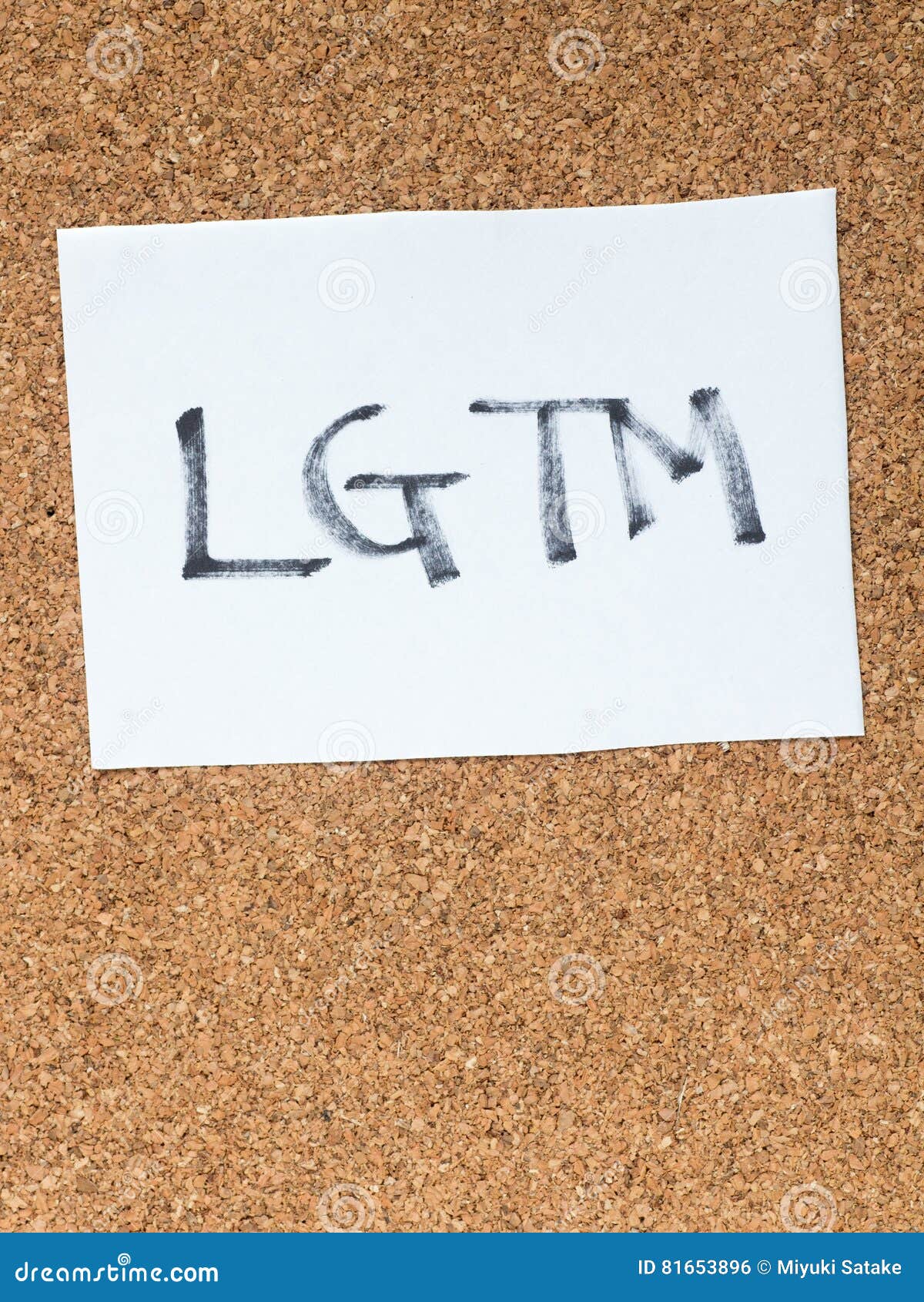 The Series of a Message on the Cork Board, LGTM Stock Photo - Image of ...