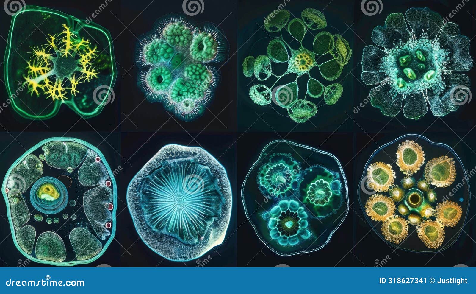 A Series of Microscope Images Showing the Cellular Structure of ...