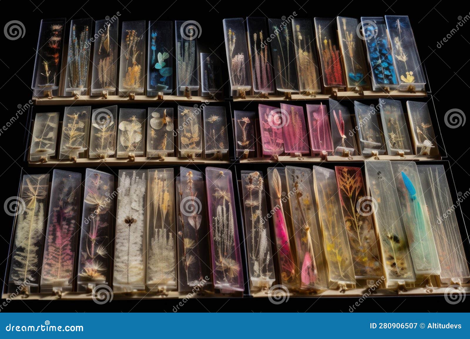 A Series of Microscope Slides, Each with a Different Specimen or Range ...