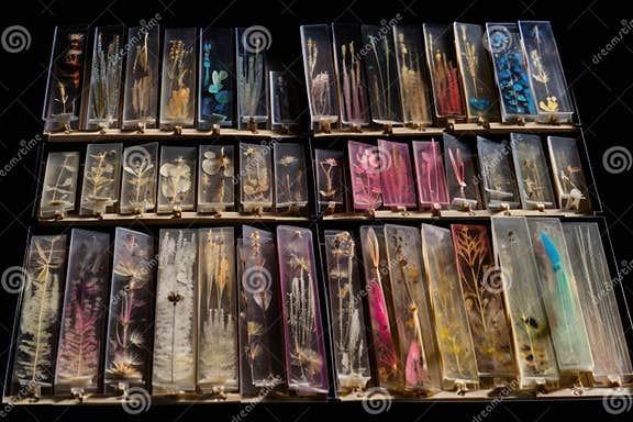 A Series of Microscope Slides, Each with a Different Specimen or Range ...