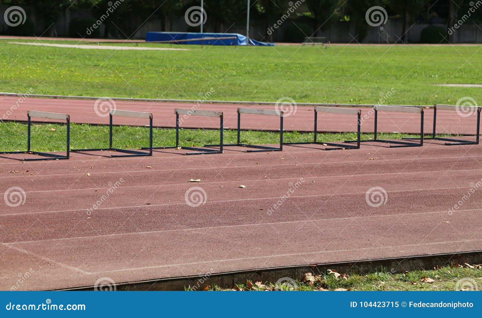 Series of Obstacles in the Athletics Field Outdoors Stock Image - Image ...