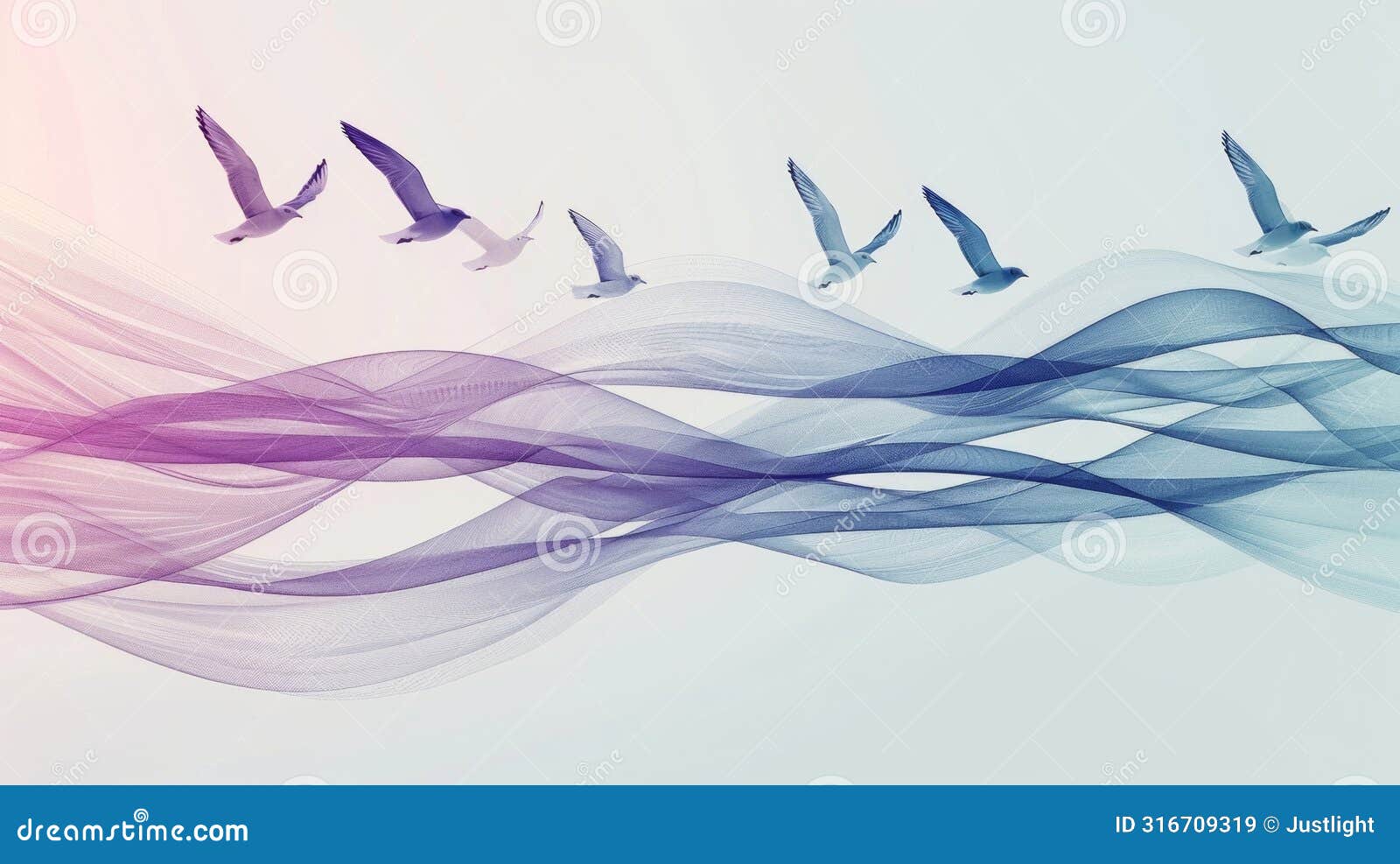 A Series of Parallel Lines in Cool Hues Representing the Fluid and ...