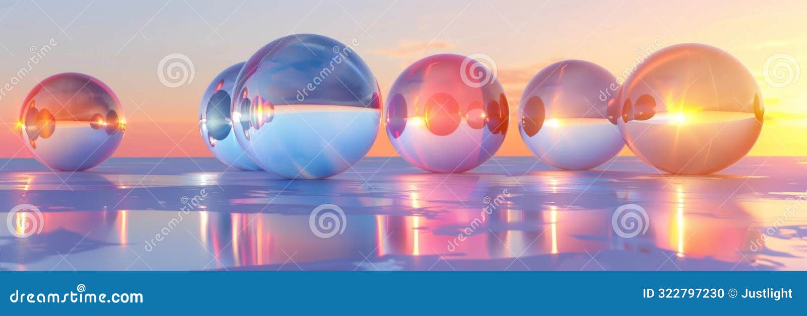 A Series of Perfectly Spherical Objects Each Displaying a Different but ...