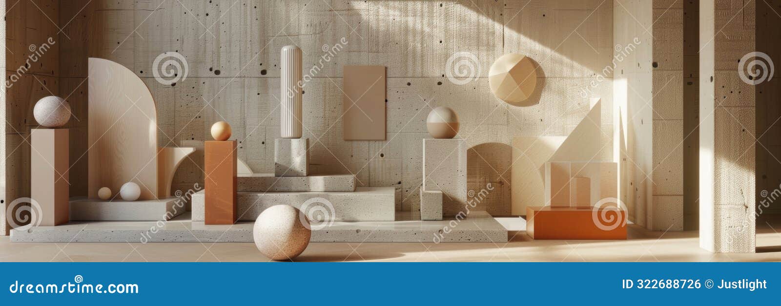 A Series of Plinths with Different Geometric Shapes Creating a Display ...