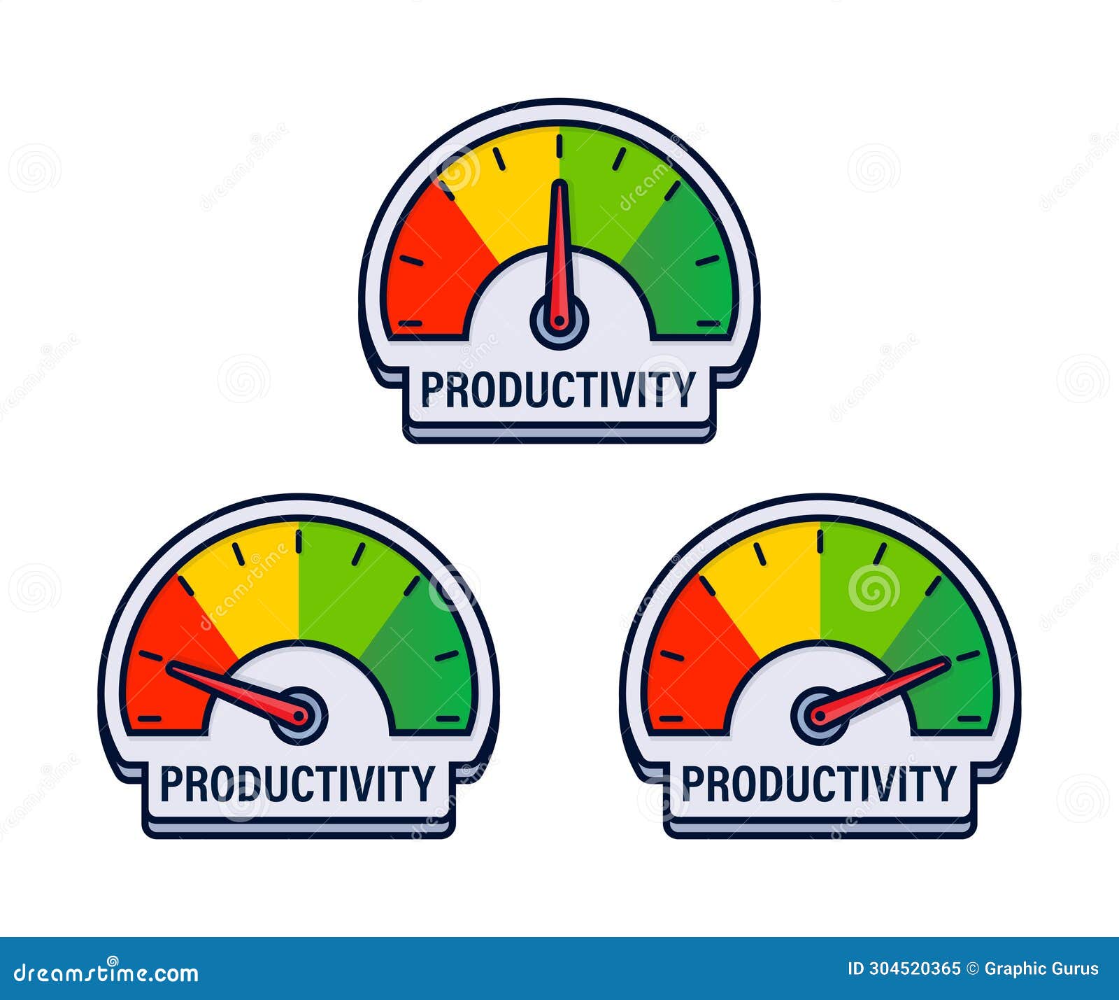 Series of Productivity Level Indicators Vector Illustration with Multi ...