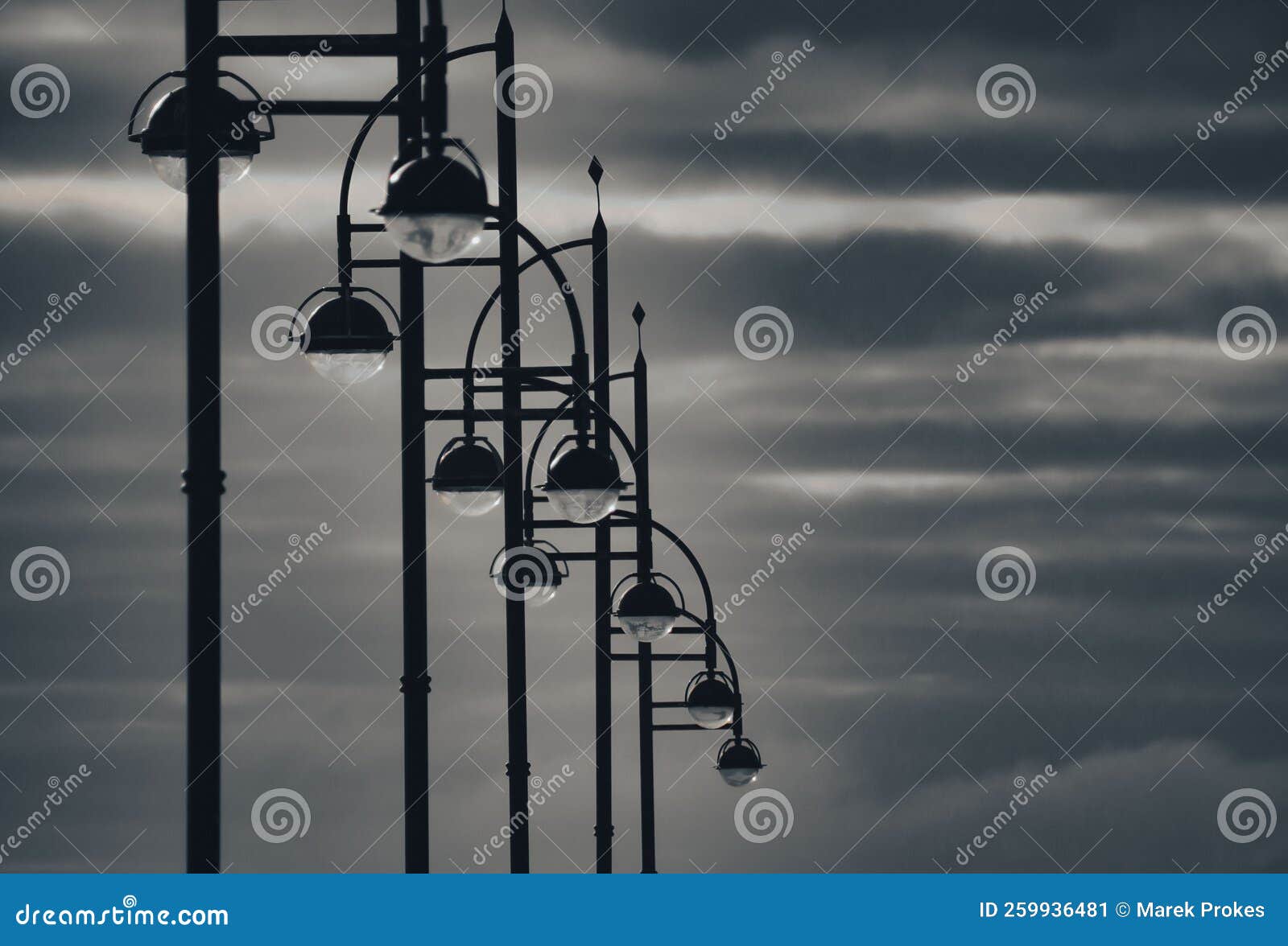A Series of Public Lighting Lamps. Lampposts in a Row Stock Image ...