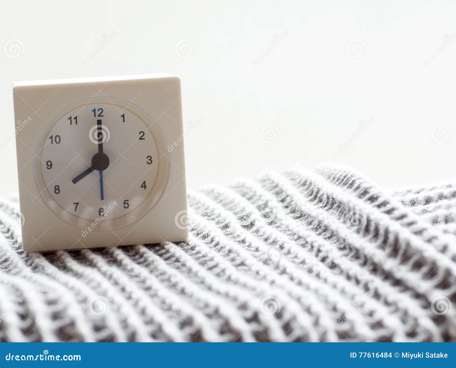 Series of a Simple White Analog Clock on the Blanket, 7/15 Stock Photo ...