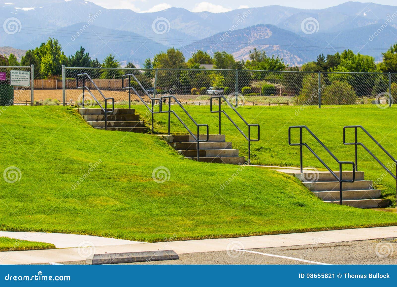 Series of Steps Leading To Playing Field Stock Image - Image of rails ...