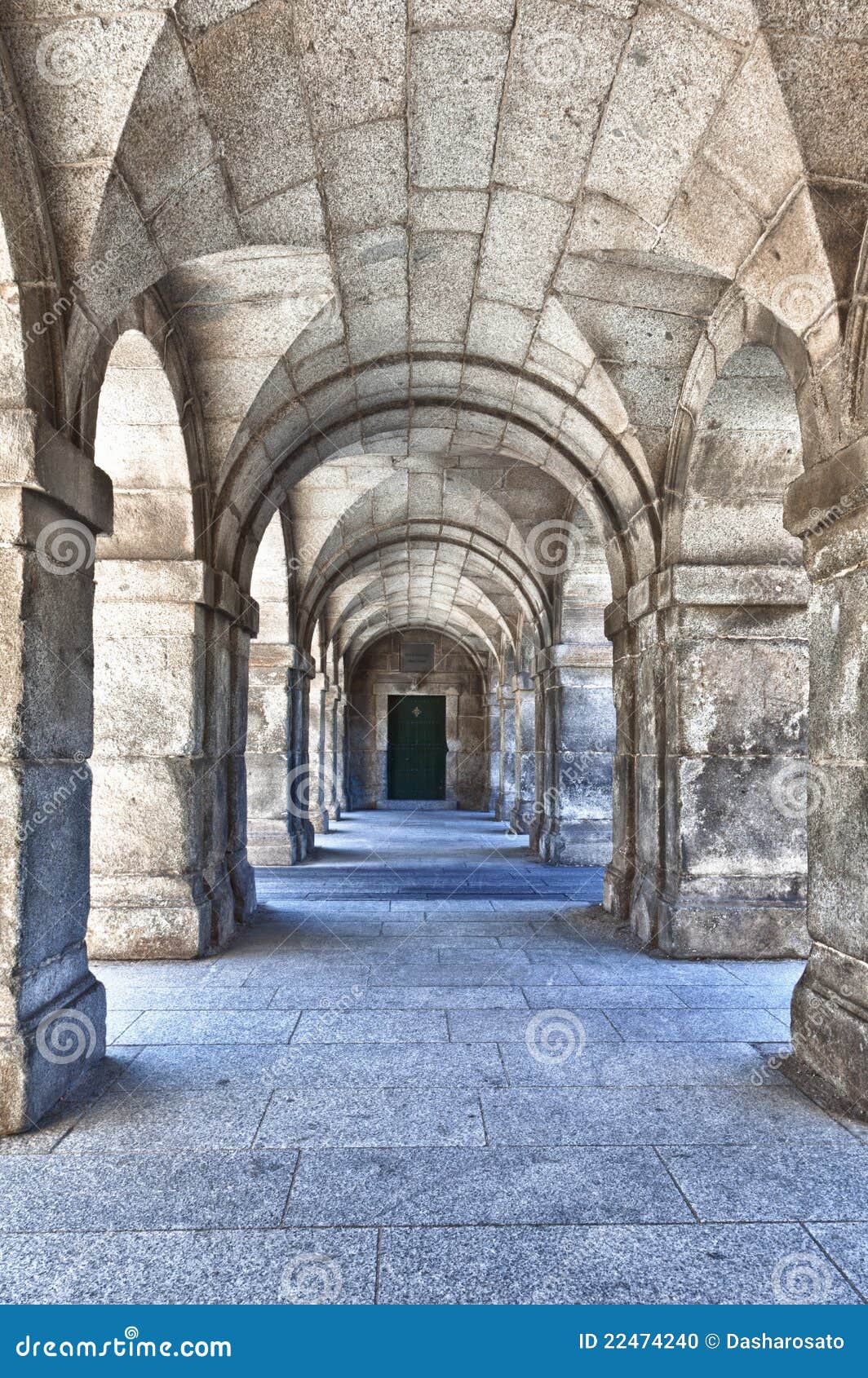 Series of Stone Arches Leading To a Door Stock Photo - Image of doorway ...
