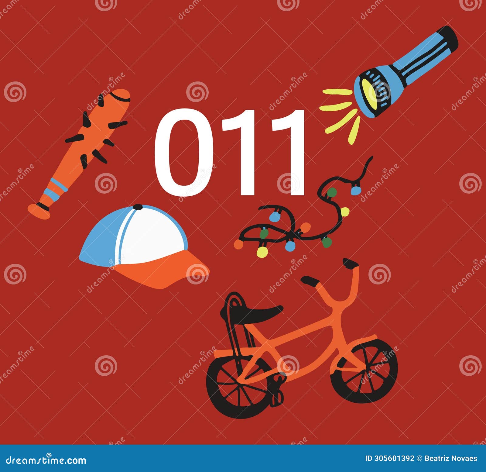 Series Stranger Things Pack of Icons Stock Illustration - Illustration ...