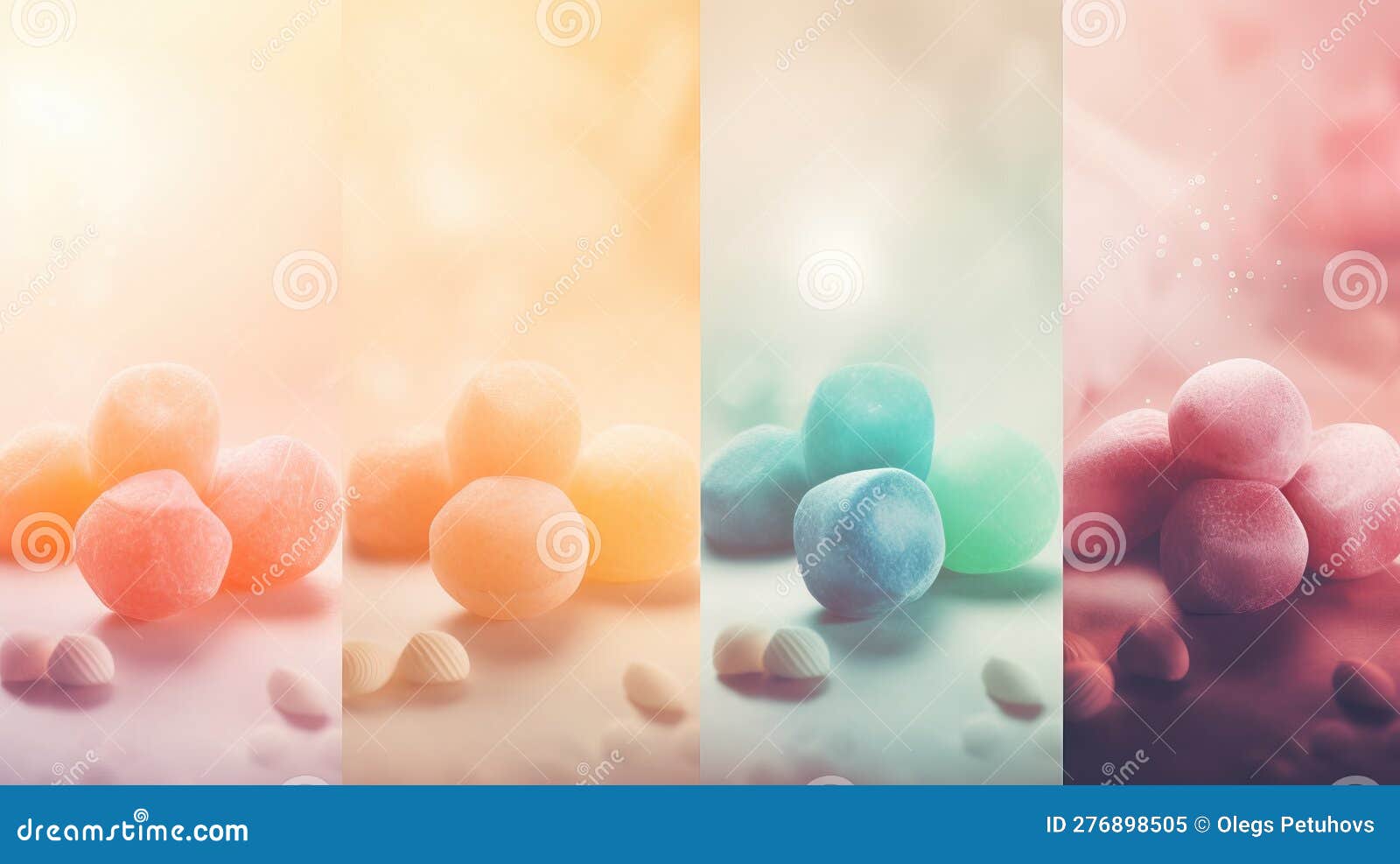 A Series of Three Images of Candy Balls and Candies Stock Illustration ...