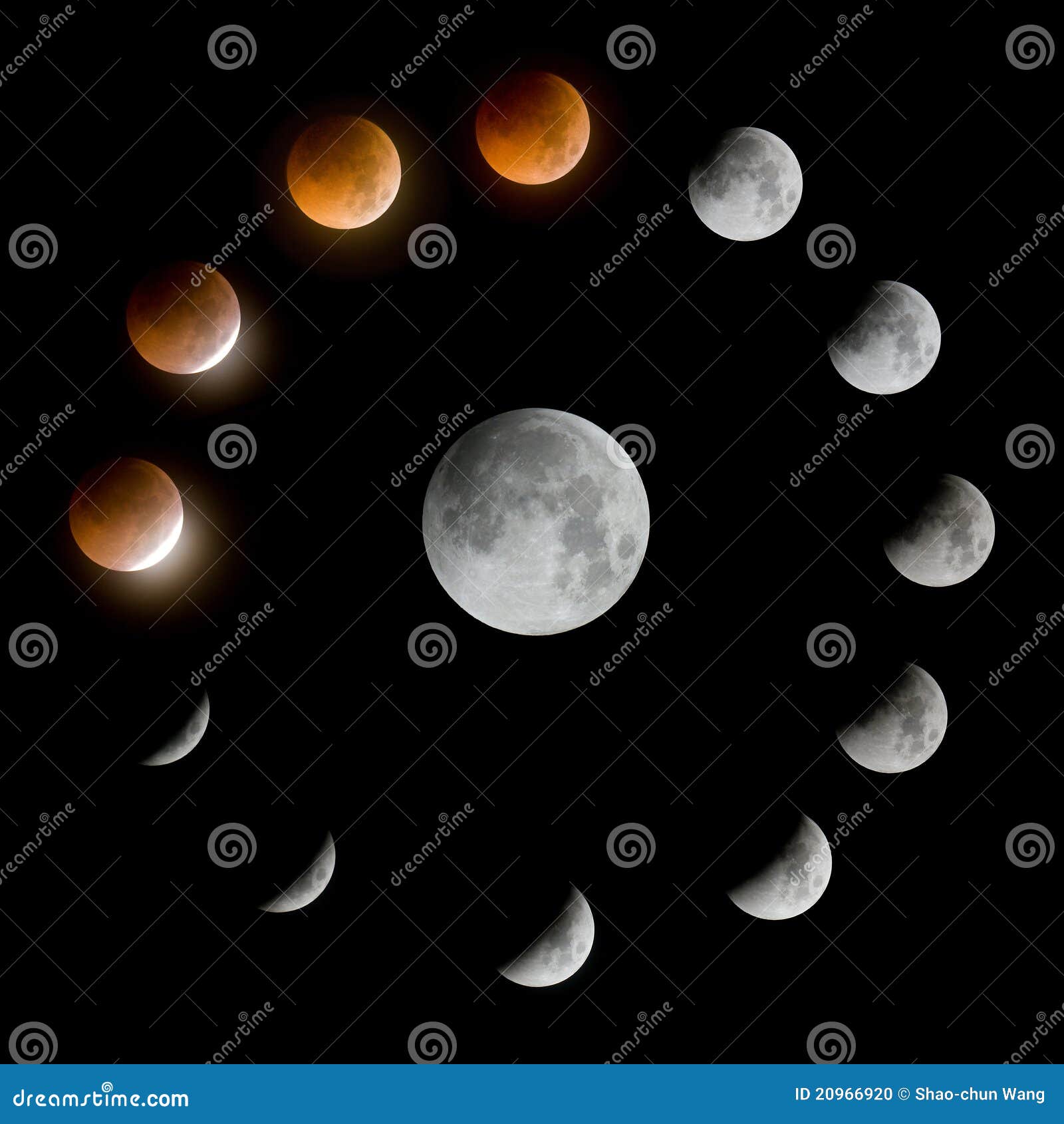 A Series of Total Lunar Eclipse and Moon Stock Photo - Image of ...