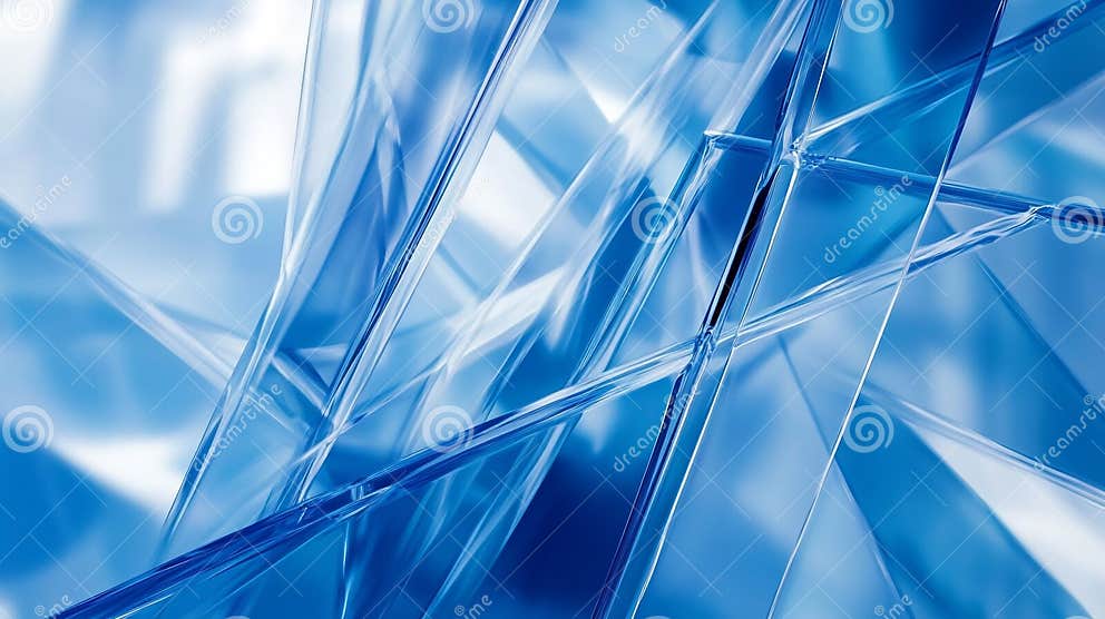Abstract Blue Glass Structure Reflecting Light in a Modern Design ...