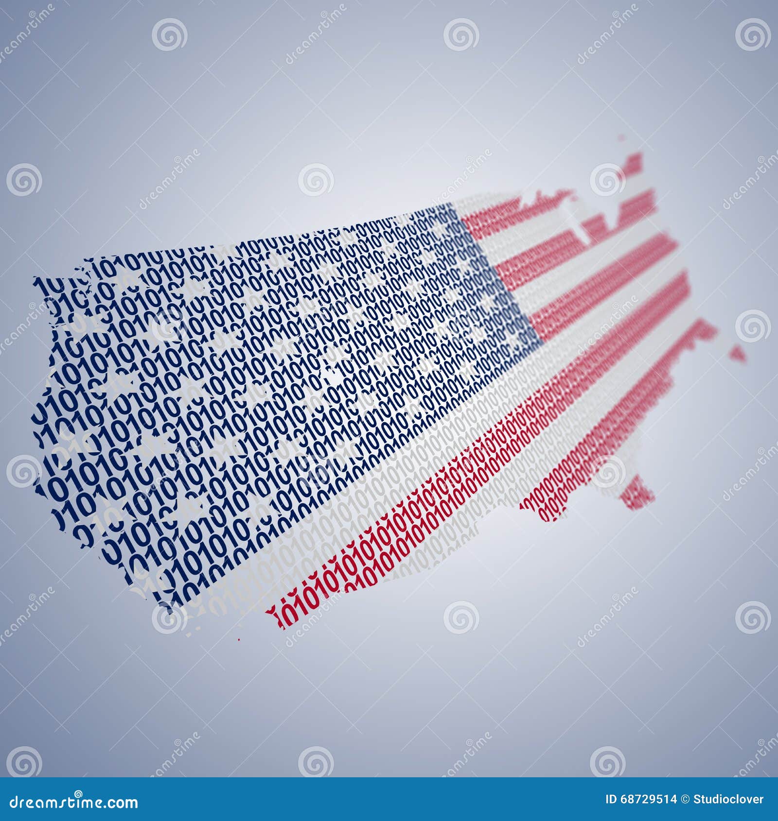 Series of USA Flags Formed and Shaped Creatively - Binary Code Stock ...