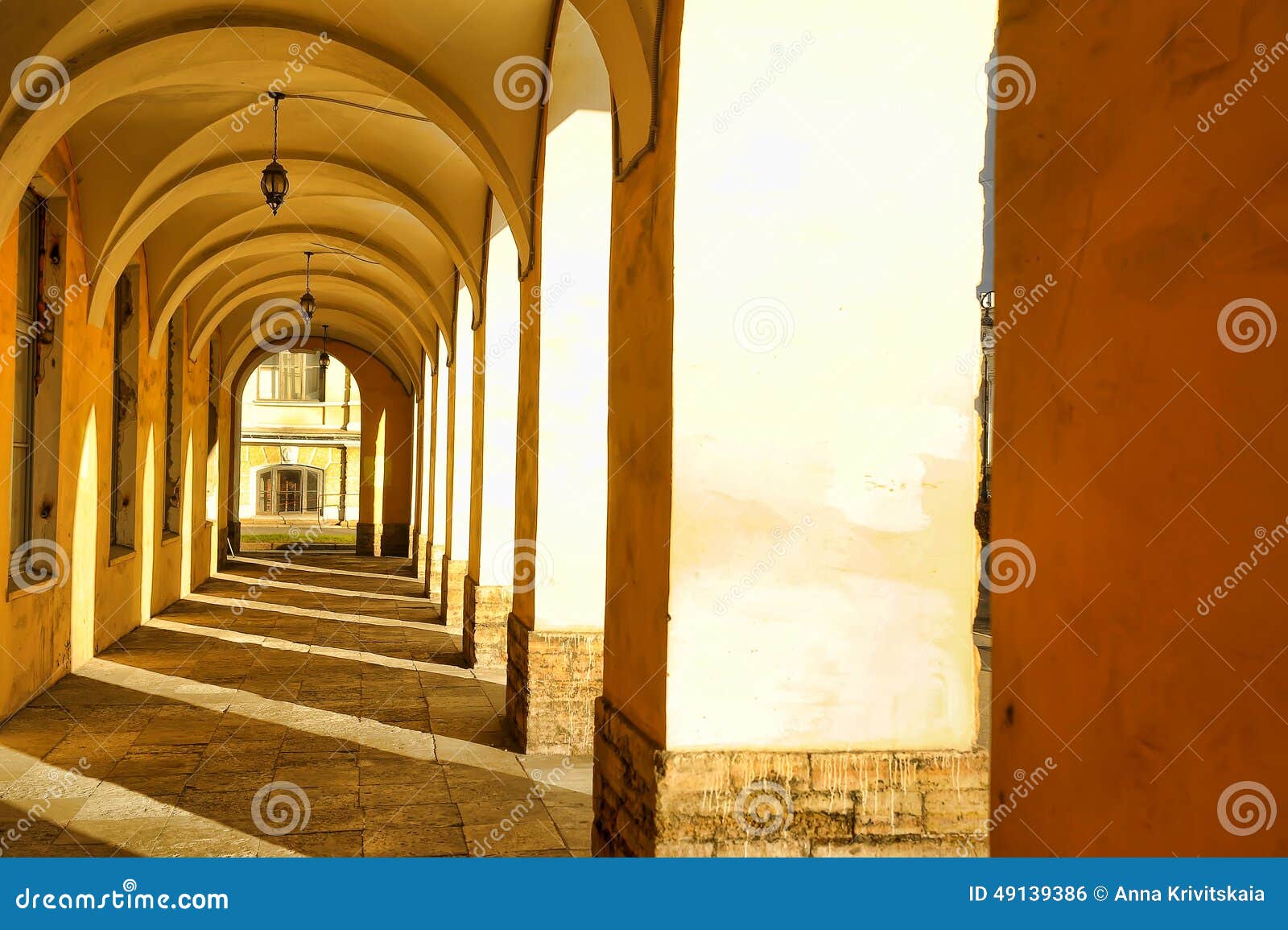 A series of vaulted arches stock photo. Image of cobblestone - 49139386
