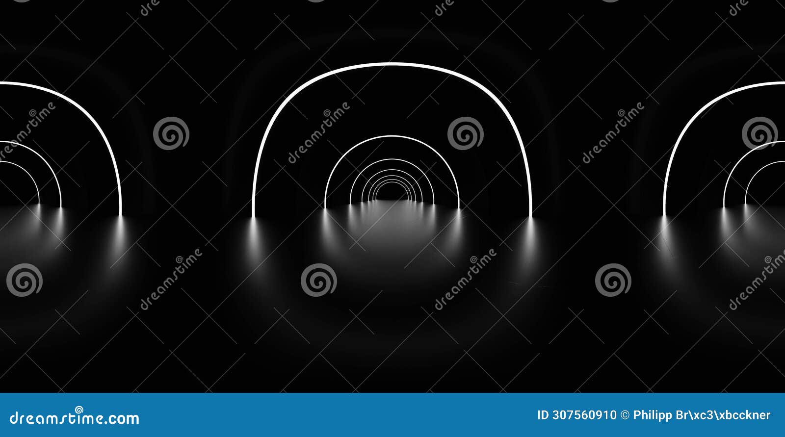 Symmetrical Vision of Abstract Building with Illuminated Arches ...