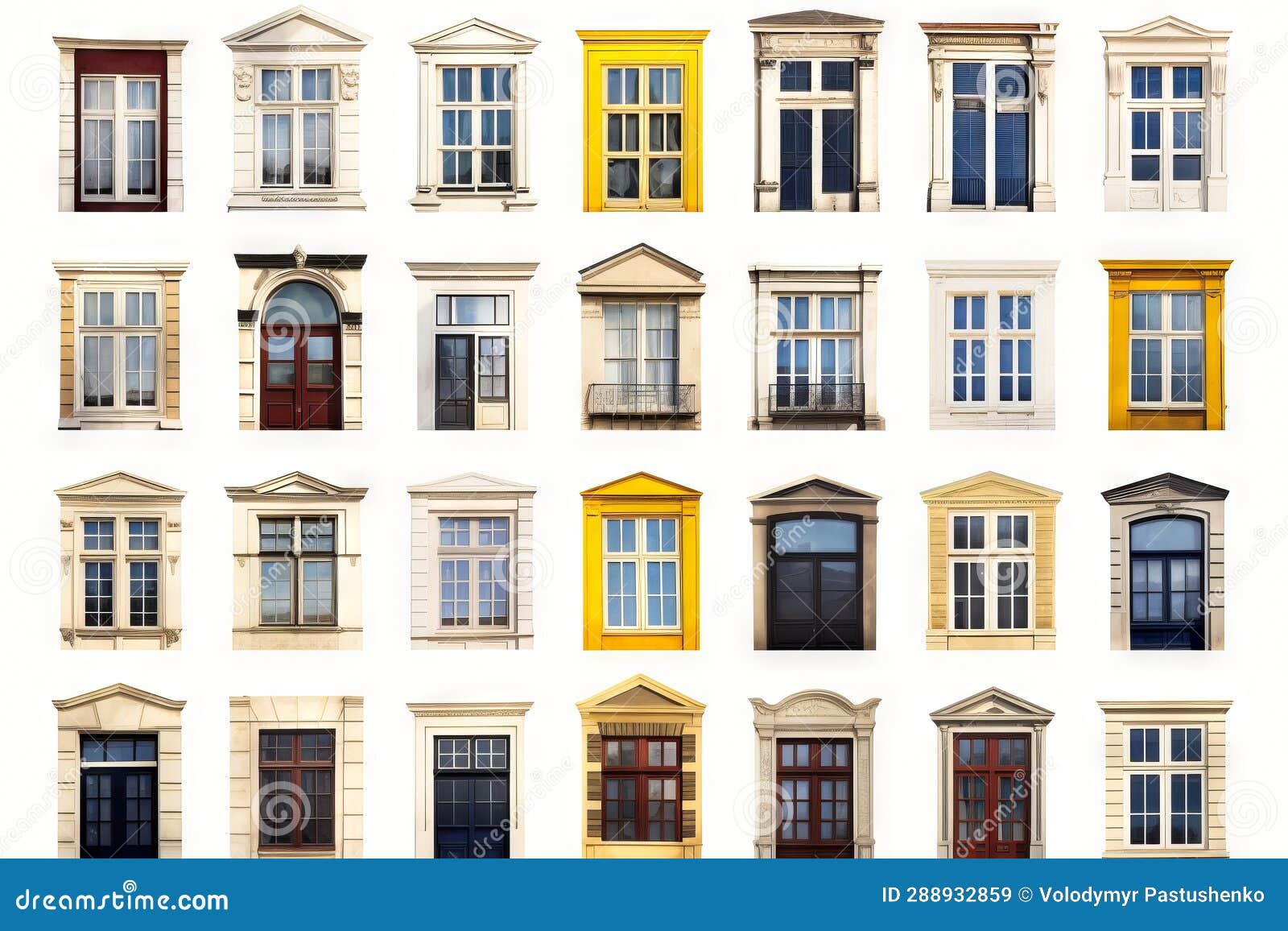 Series of Windows with Different Colors and Sizes of Windows on Each ...