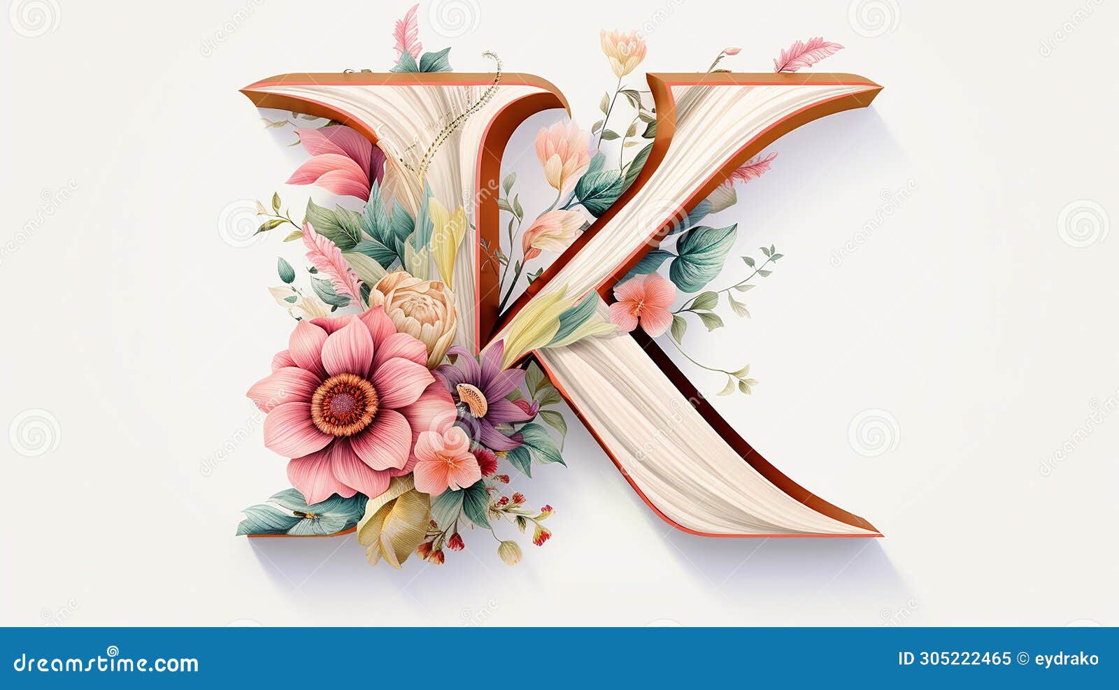 Serif Typeface Typographical Logo with Floral Design Featuring Letter K ...