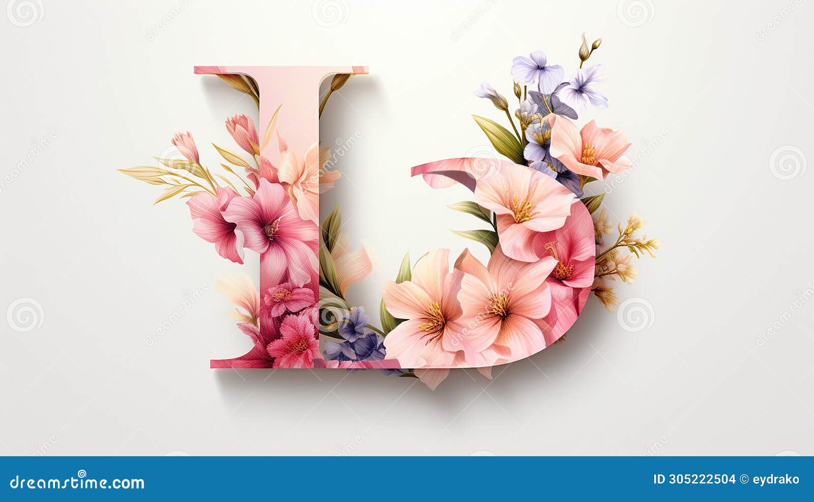 Serif Typeface Typographical Logo with Floral Design Featuring Letter L ...