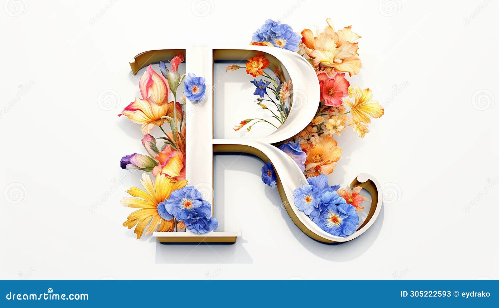 Serif Typeface Typographical Logo with Floral Design Featuring Letter R ...