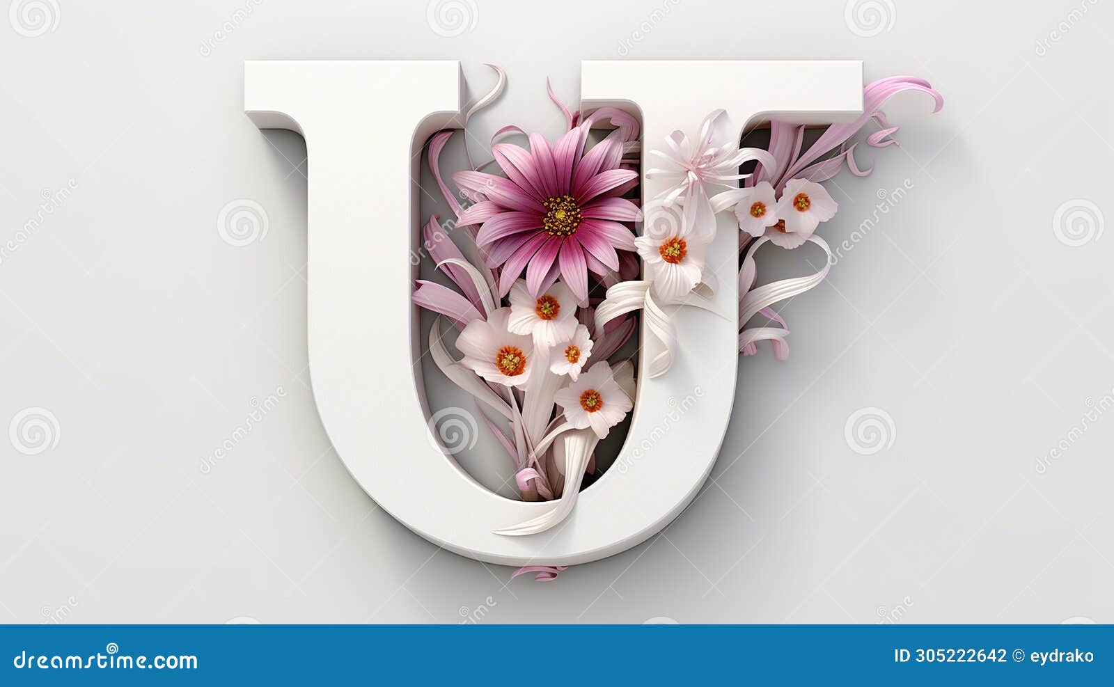 Serif Typeface Typographical Logo with Floral Design Featuring Letter U ...