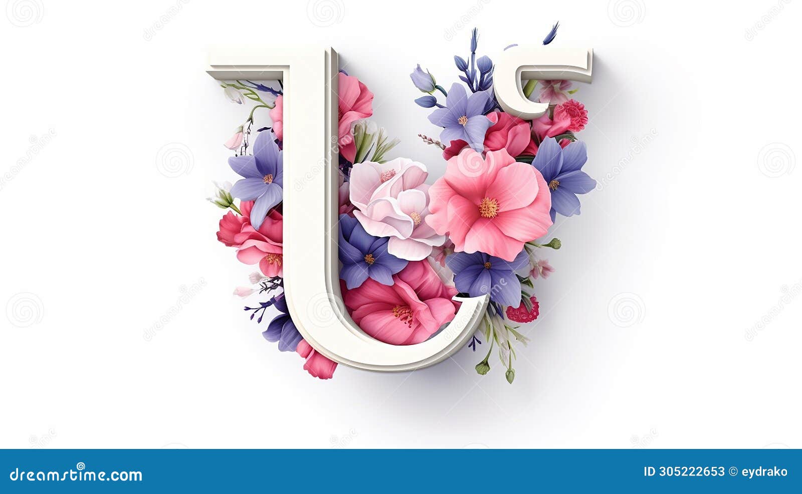 Serif Typeface Typographical Logo with Floral Design Featuring Letter U ...