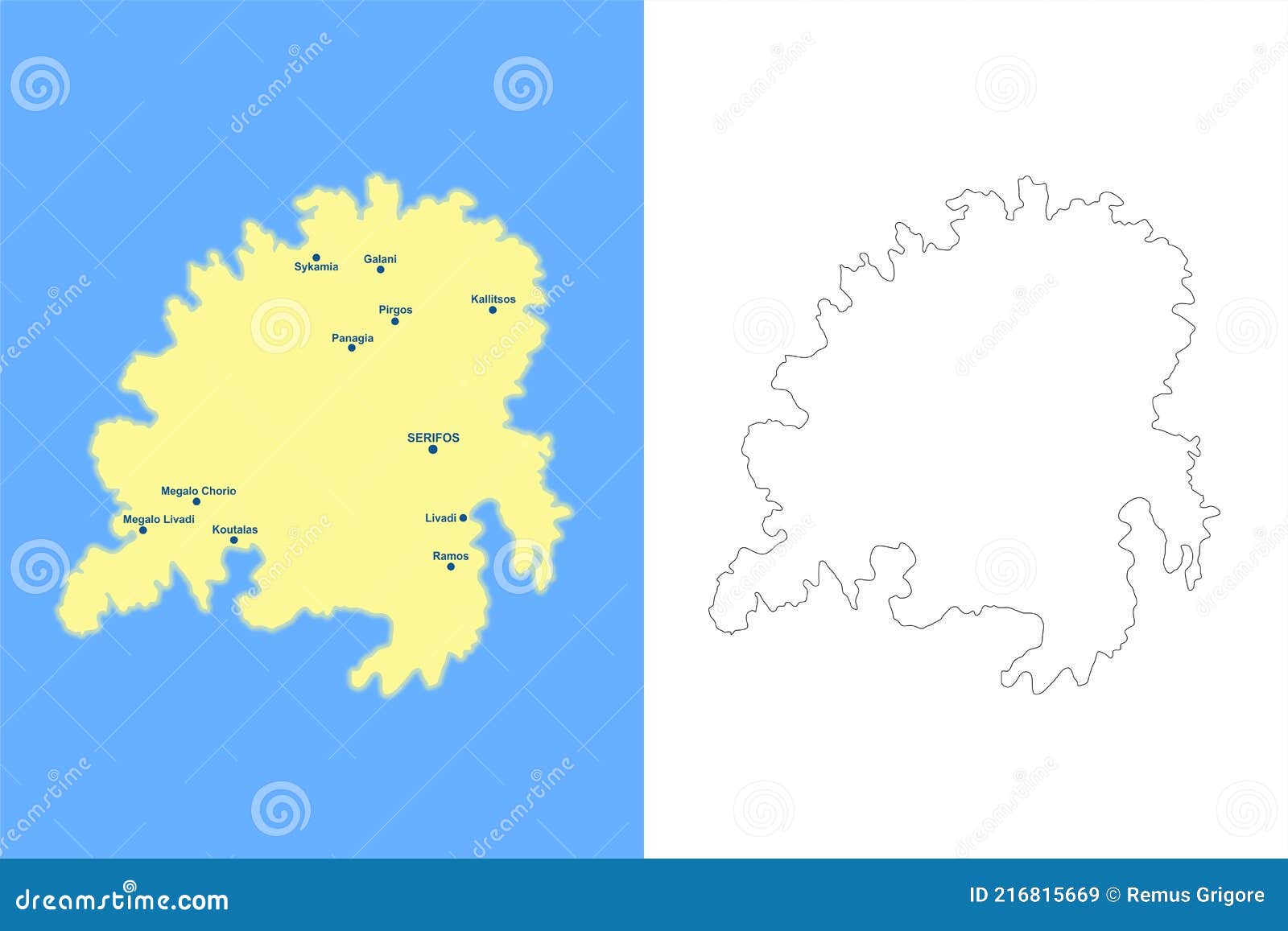 Serifos Island Map - Cdr Format Stock Vector - Illustration of format ...