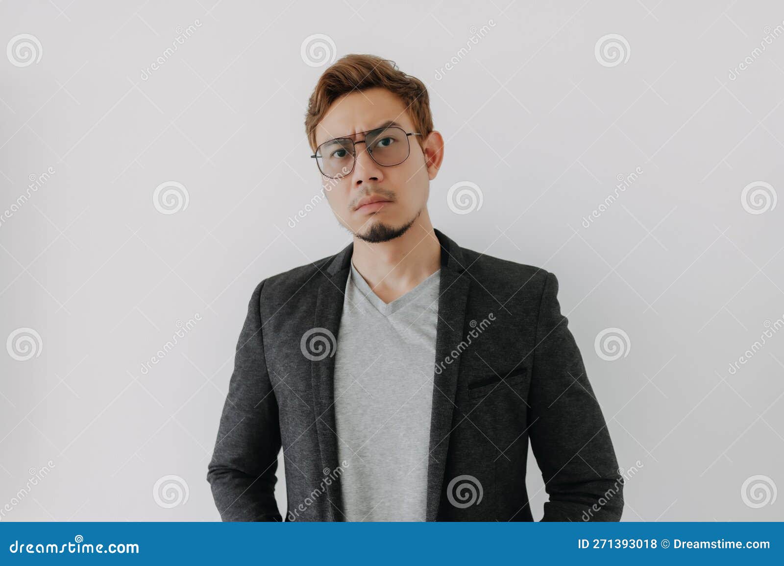 Serious and Aggressive Man in Black Suit Isolated on White. Stock Photo ...
