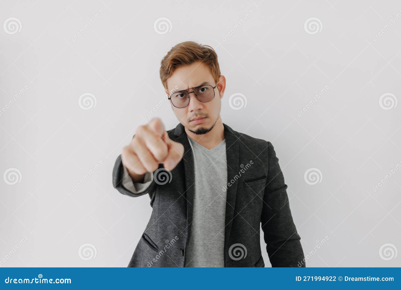 Serious and Aggressive Man in Black Suit Isolated on White. Stock Photo ...