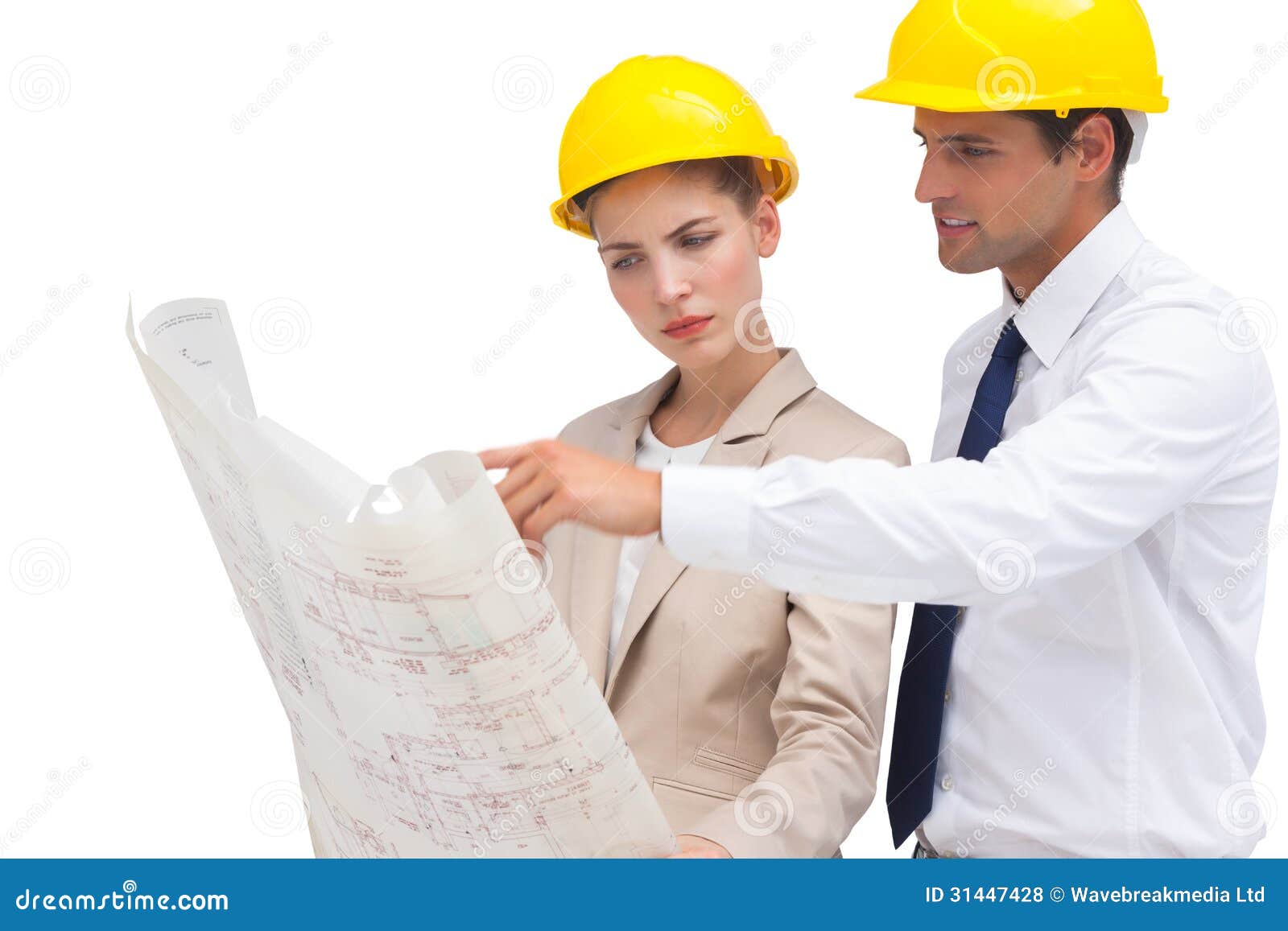 Serious Architects Looking at Construction Plan Stock Photo - Image of ...