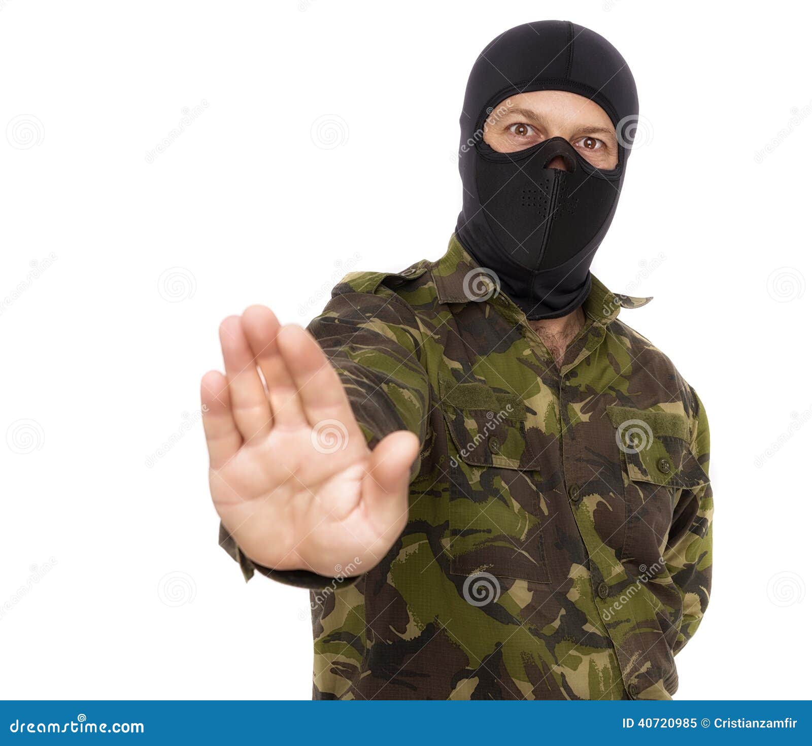 Serious Army Soldier Making Stop Sign Stock Image - Image of ...