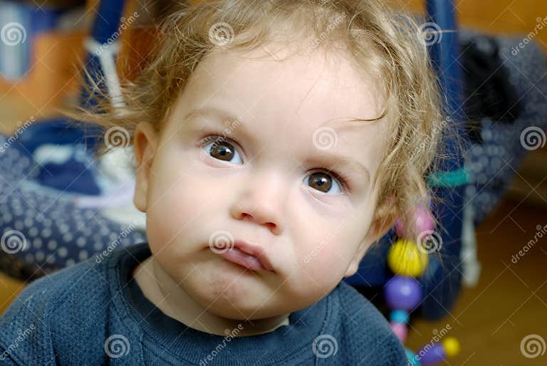Serious baby stock photo. Image of months, head, human - 4368104